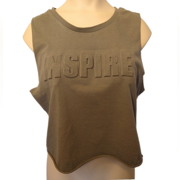 Say What? | Tops | Embossed Inspire 3d Graphic Muscle Crop Top Olive ...